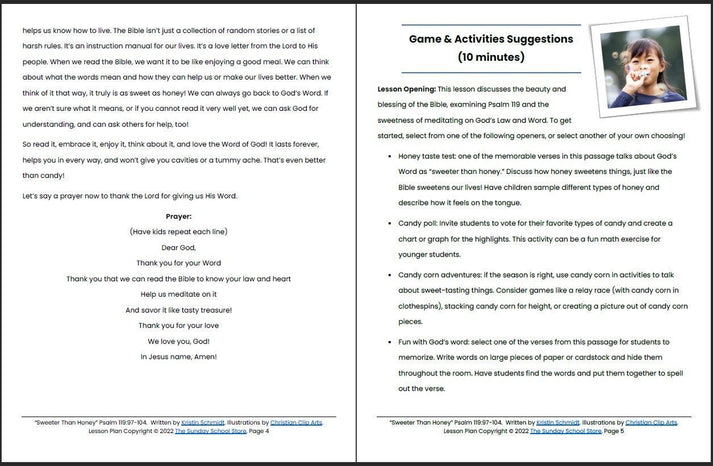 God's Word is Sweeter Than Honey (Psalm 119:97-104) Printable Bible Le ...