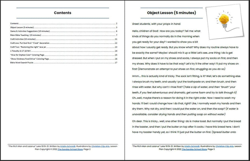 The Rich Man and Lazarus (Luke 16:19-31) Printable Bible Lesson & Sund ...