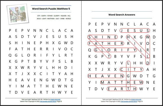 Salt and Light (Matthew 5:13-20) Printable Bible Lesson & Sunday Schoo - Sunday School Store