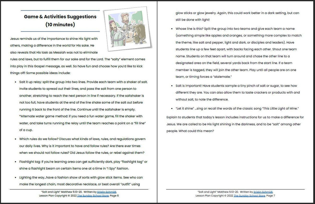 Salt and Light (Matthew 5:13-20) Printable Bible Lesson & Sunday Schoo ...