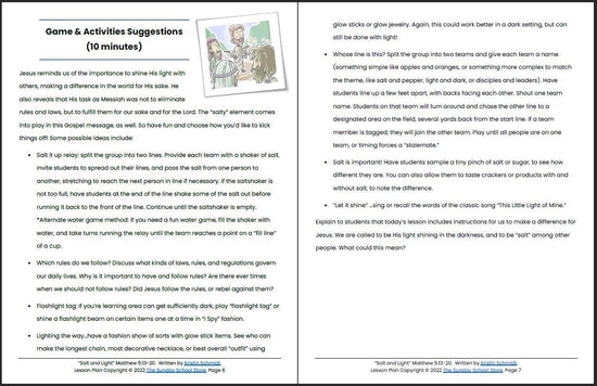 Salt and Light (Matthew 5:13-20) Printable Bible Lesson & Sunday Schoo ...