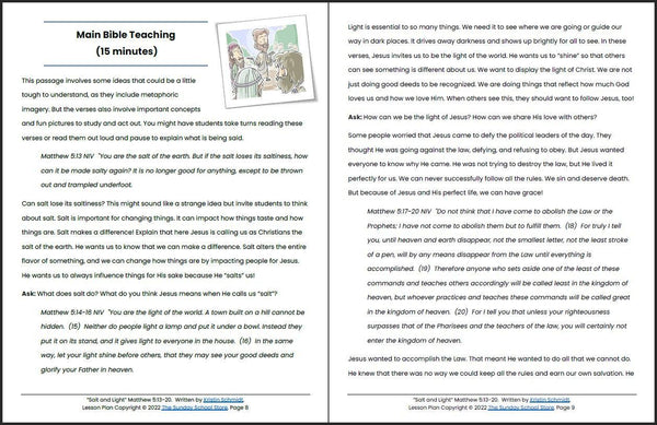 Salt and Light (Matthew 5:13-20) Printable Bible Lesson & Sunday Schoo ...
