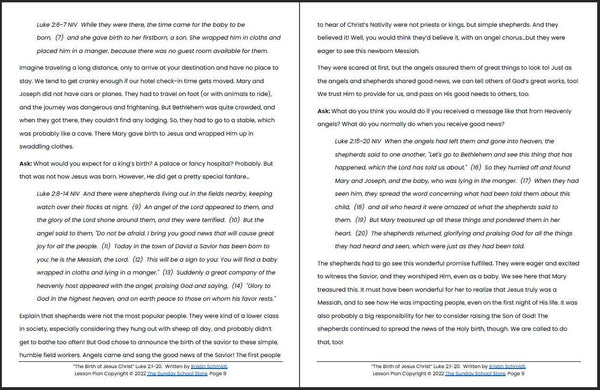 The Birth of Jesus Christ (Luke 2:1-20) Printable Christmas Bible Less ...