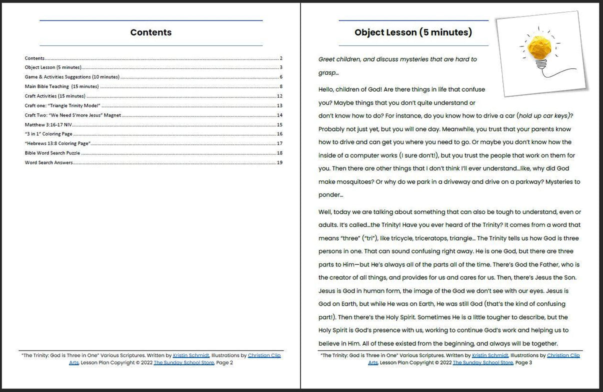 The Trinity: God is Three in One. Printable Bible Lesson & Sunday Scho ...