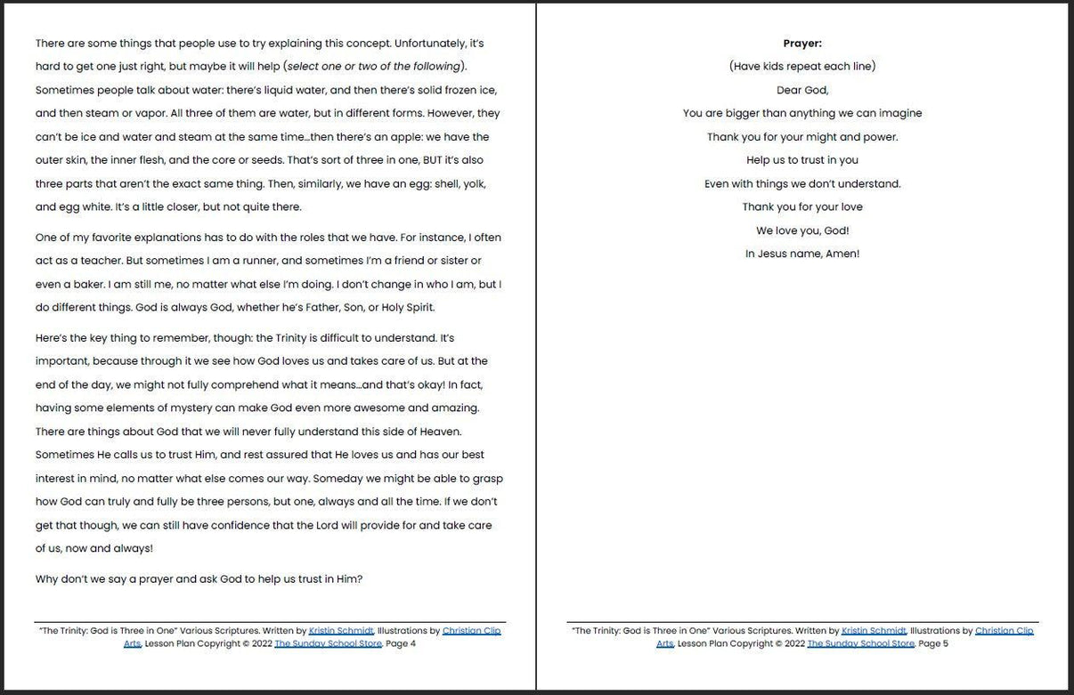 The Trinity: God is Three in One. Printable Bible Lesson & Sunday Scho ...