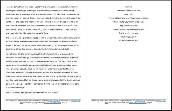 The Trinity: God is Three in One. Printable Bible Lesson & Sunday Scho ...