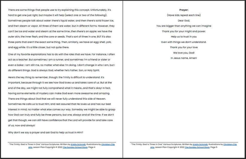 The Trinity: God is Three in One. Printable Bible Lesson & Sunday Scho ...