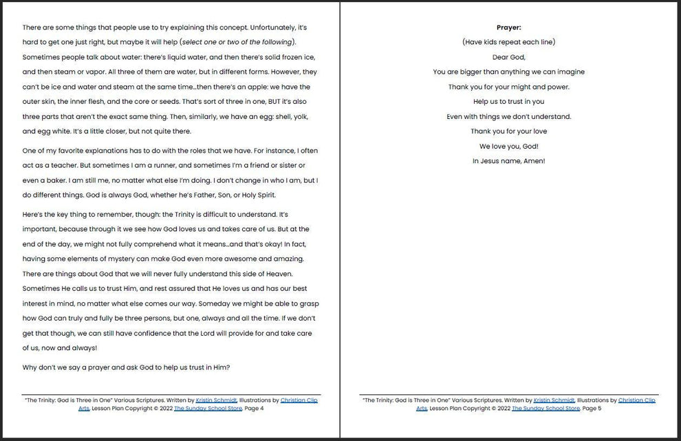 The Trinity: God is Three in One. Printable Bible Lesson & Sunday Scho ...